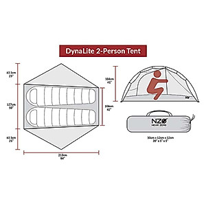 Near Zero 2 Person Ultralight Backpacking Tent, 2 Door, 20D Ripstop Waterproof Sealed Nylon, Freestanding, Rainfly, 3 Season, with Lightweight Aluminum Frame. Easy Setup System