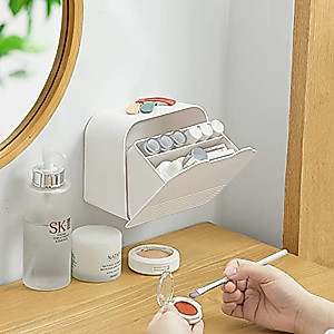 Feminine Pad Holder Sanitary Napkins Tampons Storage for Cotton Swab Lady Essentials Flip Cover Dust-Proof Period Bag for Teen, White