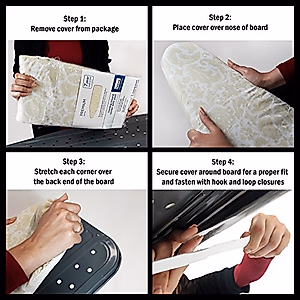 HOMZ 1915078 Premium Standard Width Ironing Board Cover and Pad, Taupe/Brown/White Pattern