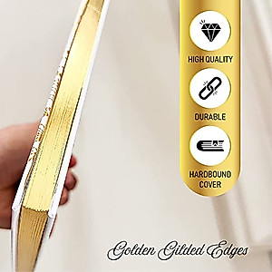 Gold Floral Wedding Guest Book with Gold Pen, Guest Sign-in Book White Cover with Foil for Guests Visitors to Sign at Wedding Party Hotel Baby Bridal Shower, Wedding Guestbook Alternative