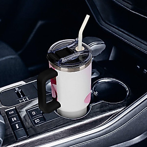 YTLKGFP 40 Oz Large Capacity Car Cup Beautiful Flowers Tumbler with Handle (Black) Straw Lid Insulated Stainless Steel Water Bottle Travel Mug Leak-proof Car Cup Keeps Cold Or Hot