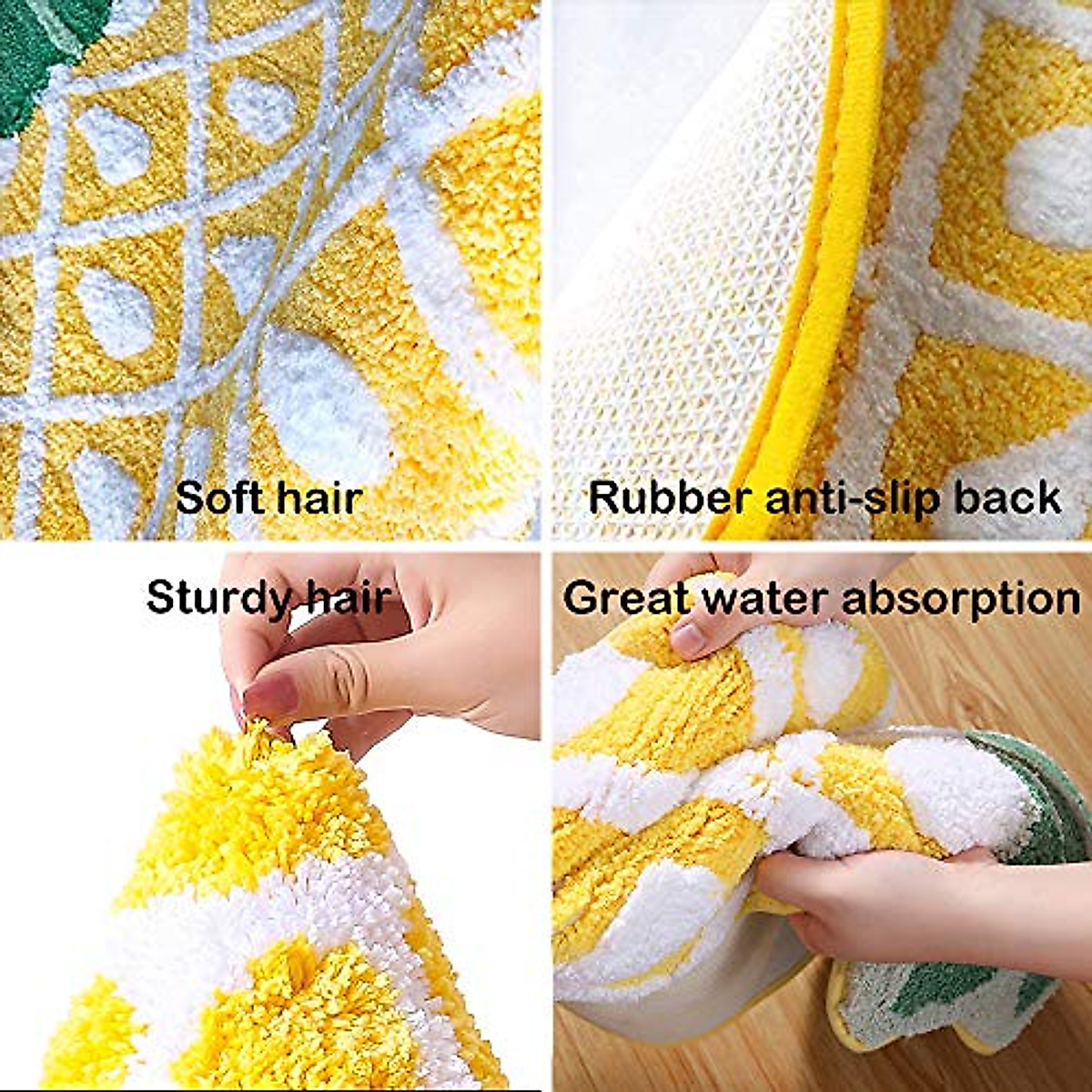 Pineapple Door Mat, Non-Slip Area Rug Cartoon Pineapple Welcome Rug for Home Decor Living Room Bedroom Bathroom Fruit Indoor Mat Machine Washable Carpet, 32 x 20 inch