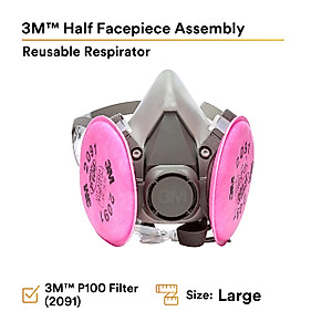 3M Half Facepiece Reusable Respirator Assembly 6391/07003(AAD), Large, P100 Respiratory Protection 051131070030