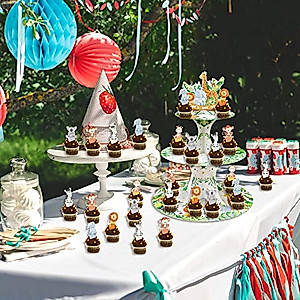 Baby Jungle Safari Birthday Cupcake Stand with 24pcs Cupcake Toppers for Safari Animals Theme Party Decorations 3 Tire Jungle Theme Cupcake Dessert Holder for Forest Wild One Baby Shower