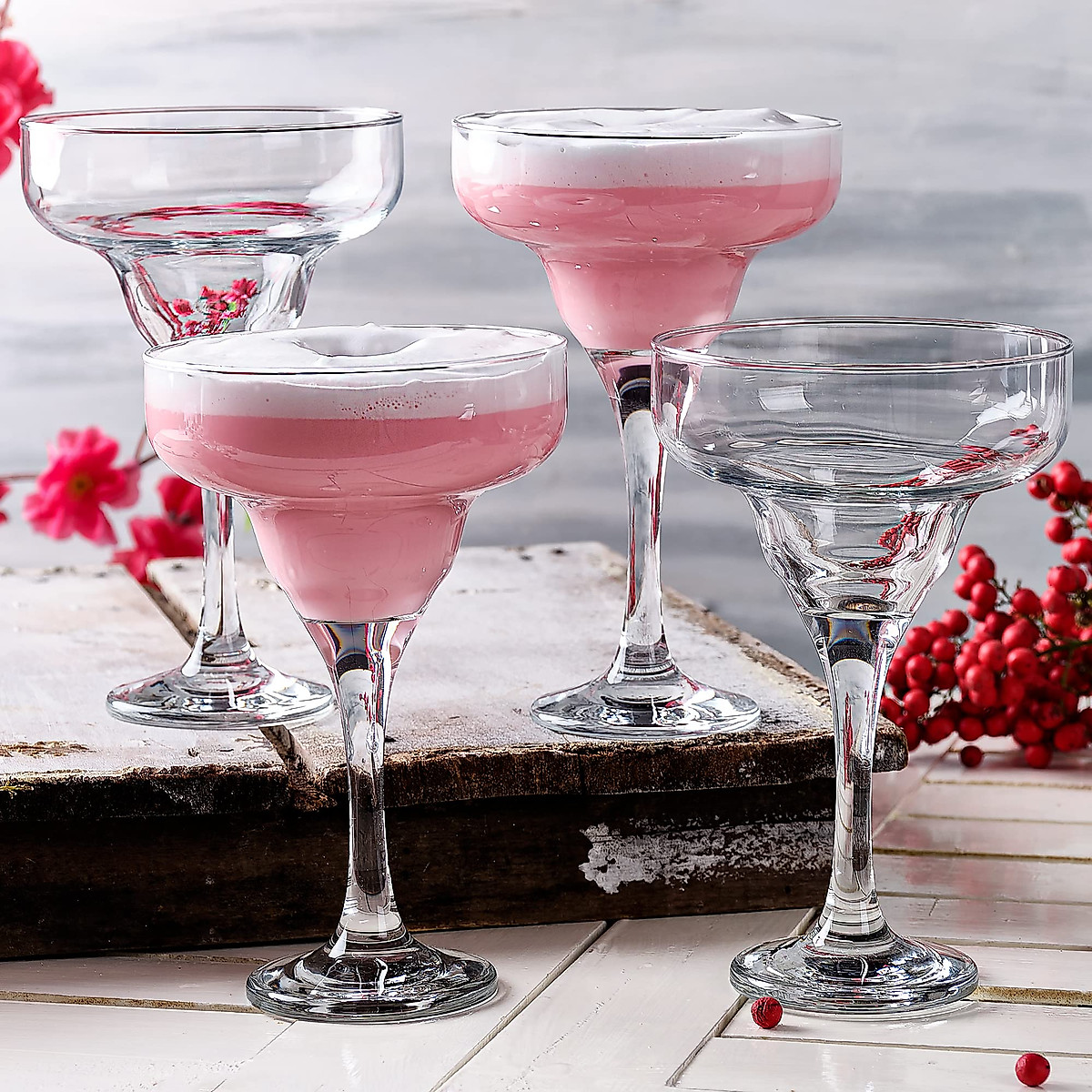 Crystalia Margarita Glasses Set of 4, Cocktail Glasses for Party, 10 ¼ oz Stemmed Classic Cocktail Drinking Glasses for Frozen Drinks or Crushed Iced Drinks