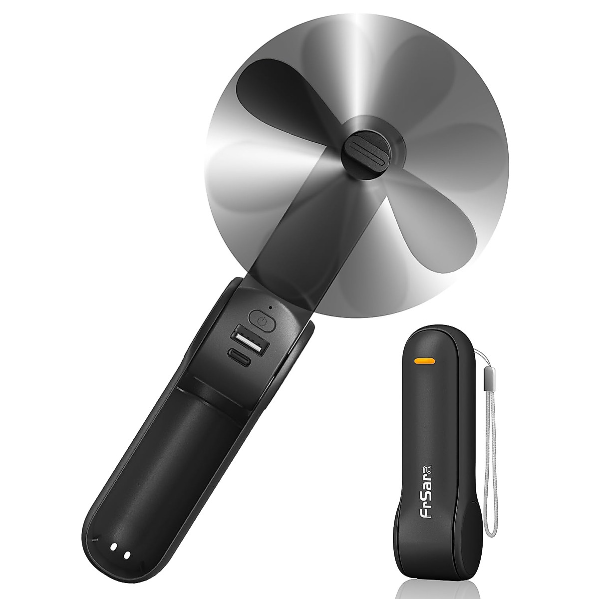 FrSara Portable Handheld Fan Rechargeable, USB Rechargeable Small Pocket Fan, 2000mAh Battery With Power Bank, Upgraded Long Battery Life, Three-Speed, Suitable for Women Outdoors and Travel