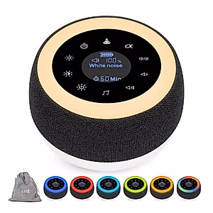 White Noise Machine with Warm Night Light for Adults Baby Sleeping, Sound Machine for Bedroom Kids with 32 Soothing Sounds, 6 Timers, Rechargeable & Headphone Jack