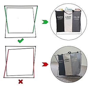 125L Laundry Basket Clothes Hamper Organizer Sorter Storage Foldable 2 Sections Hampers with Aluminum Frame (24x 15x 23 inches) Washing Dirty Cloth Bag for Bathroom Bedroom Garage (white gray)