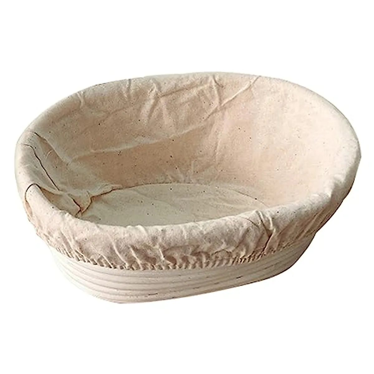 Kakalote Bread Proofing Baske,10inch Oval Rattan Pastry Dough Sourdough Proofing Blooming Proving Basket,with Liner Cloth,Food Storage Basket Baking Tools,for Professional Home Bread Baking(Beige)