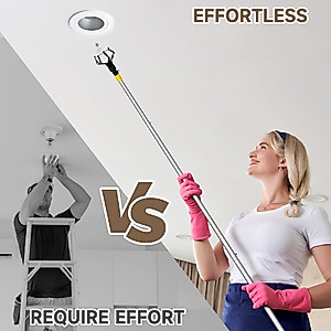 Liaakrr 12FT Light Bulb Changer for High Ceilings, Light Bulb Changer with Baskets and Suction Cup,High Ceiling Light Bulb Changer with Pole, Light Bulb Removal Tool for Household Hanging Lights