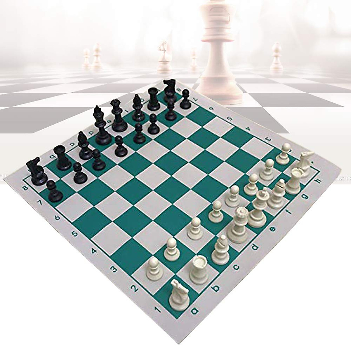KASCLINO Tournament Chess Mat, PU Leather Tournament Roll Up Chess Board, Chess Rollable Chessboard, Lightweight & Non Slip, Chess Mat for Kids and Adults(Size:34.5cm)