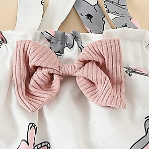 Maemukilabe Infant Newborn Girl Elephant Outfits Headband Ruffle Romper Suspender Skirt Sets Baby Girls ' Clothing Sets (Pink, 0-3 Months)
