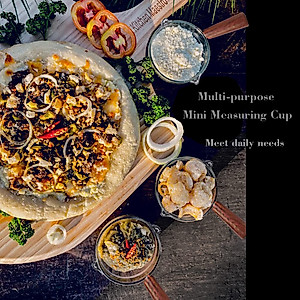 1 Pack Double Spouts Measuring Triple Pitcher Milk Cup 75ML Espresso Shot Glasses Parts Clear Glass with Wood Handle