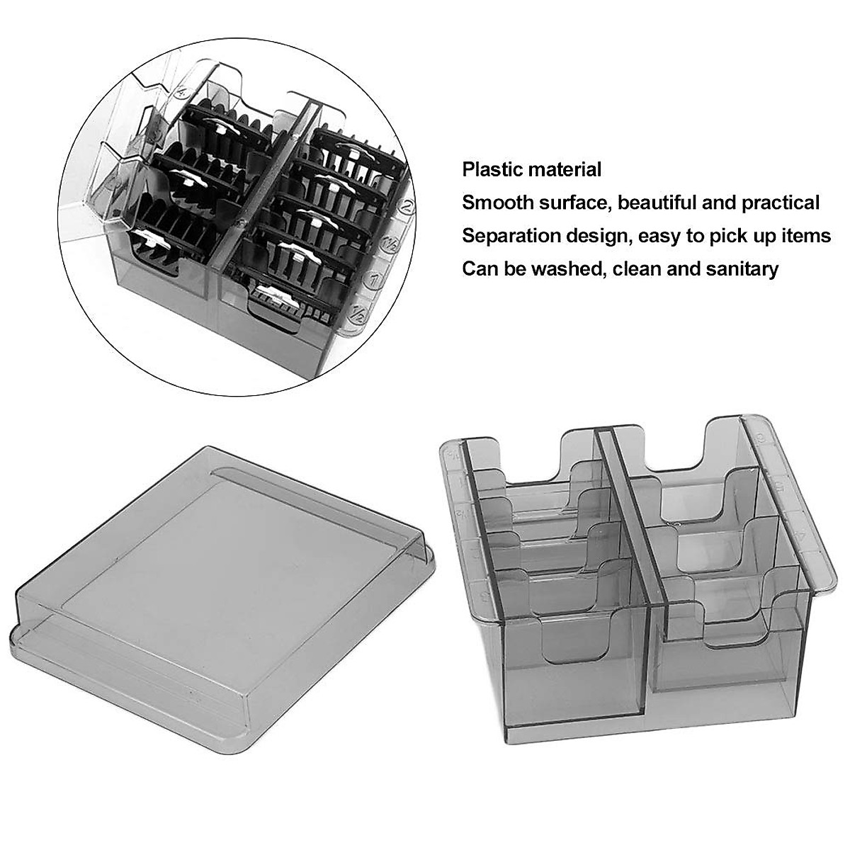 Clipper Comb Holder, Guide Comb Storage Box, Limit Comb Storage Box Salon Hair Clipper Positioning Caliper Comb Partition Organizer Case for Hair Trimmer(#1)