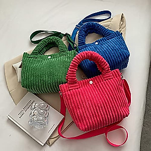 Nanwansu Small Corduroy Tote Bag for Women Cute Mini Tote Shoulder Bags Blue
