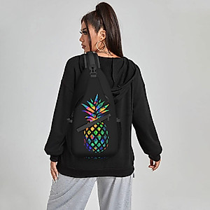 Famame Pineapple Sling Backpack Chest Bag Crossbody Shoulder Bag Gym Cycling Travel Hiking Daypack For Men Women