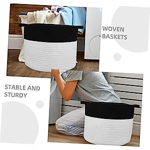 CIMAXIC 2pcs Collapsible Storage Bins Cotton Rope Woven Storage Bin Storage Containers Desktop Finishing Basket