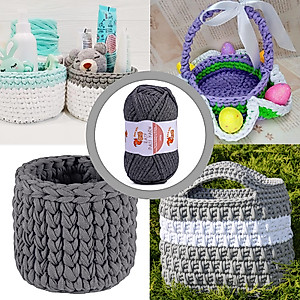 Fedmut Yarn for Crocheting -200g Beginners Chunky Cotton Yarn Easy-to-See Stitches Thick Worsted Yarn for Knitting Craft -Grey