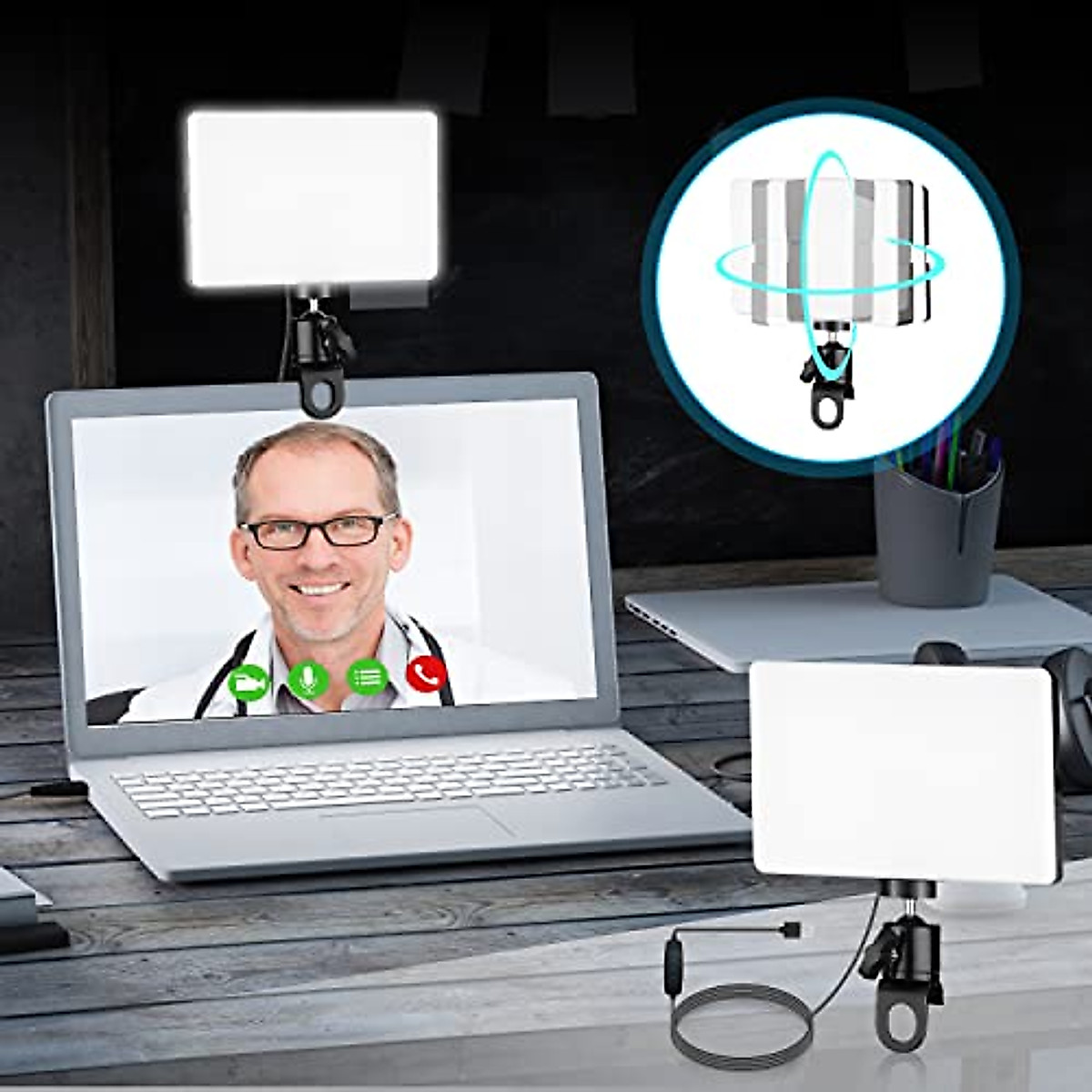 LED Desk Light, Video Conference Lighting Kits Clip on Laptop Monitor with Removable Clamp, 3 Color 10 Dimming Level for Webcam Lighting/Zoom Lighting/Remote Working/Reading/and Live Streaming