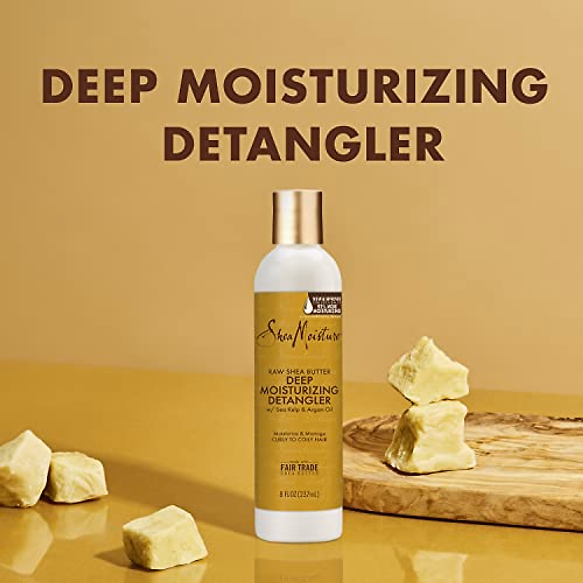 SheaMoisture Deep Moisturizing Hair Care For Curly, Dry and Damaged Hair Raw Shea Butter 3 Count Sulfate Free Shampoo and Conditioner, Hair Detangler with Sea Kelp and Argan Oil
