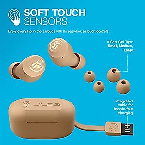 JLab Go Air Tones - True Wireless Earbuds Designed with Auto On and Connect, Touch Controls, 32+ Hours Bluetooth Playtime, EQ2 Sound, and Dual Connect (728 N)