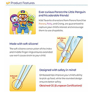 Edison Friends Penguin Chopsticks Training, Beginner, Brain Training, Learning, Korean Food, Japanese Food Dinner, Japanese Sushi, 1 Step to Learn Chopsticks, Made in Korea (Pororo Left Hand)