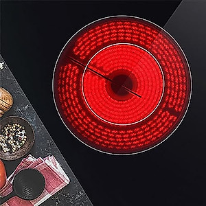 Empava 24-Inch Electric Radiant Cooktop 4 Burners Stove Top 6400W with 1-99 Minutes Timer and 9 Heating Levels Smooth Glass Surface in Black, 24 Inch