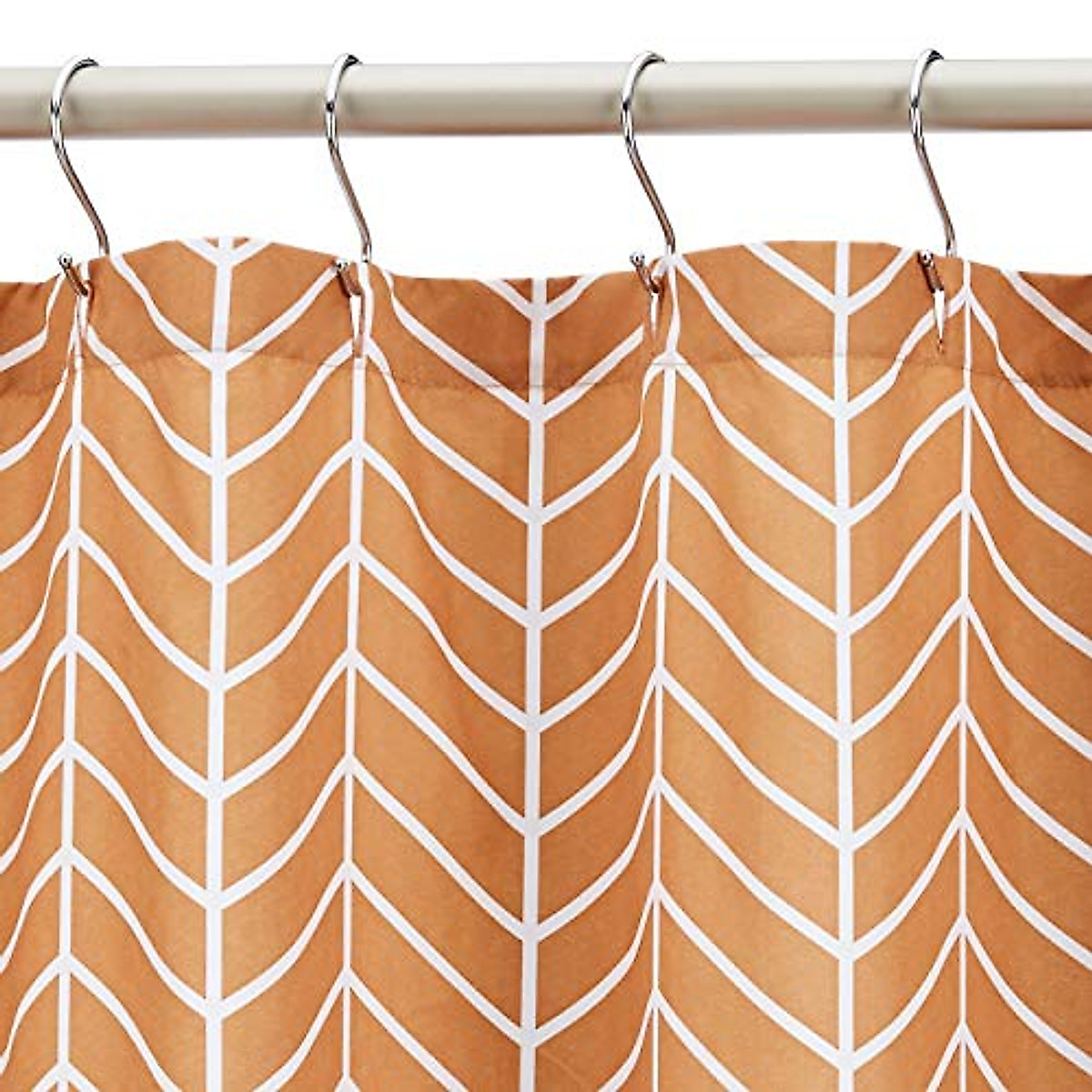 Amazon Basics Microfiber Terracotta Herringbone Printed Pattern Bathroom Shower Curtain - Terracotta Herringbone, 72 Inch