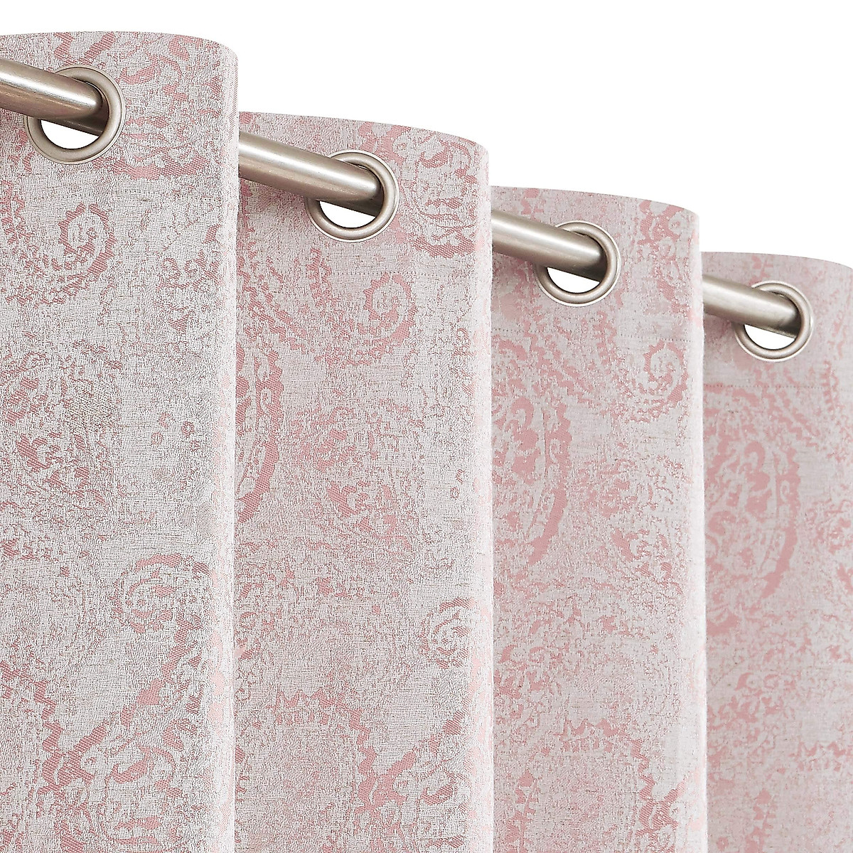 Muse Dream Coral Pink Paisley Blackout Curtains 63 Length 2 Panels Set for Bedroom Floral European Style Print Curtains Living Room 52 Wide Thermal Insulated Window Panels Grommet Top 52" Wx63 L
