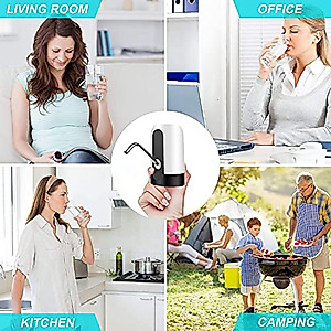 Water Bottle Dispenser, Wate Pump 5 gallon water dispenser Automatic Drinking Water Pump Water Jug Dispenser Smart USB Rechargeable Water Jug Pump Dispenser Switch for Universal 5 Gallon Bottle -White