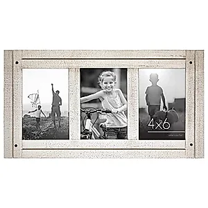 Americanflat 4x6 Triple Picture Frame in Aspen White - Distressed Wood Decorative Family Picture Frame with Polished Glass, Includes Hanging Hardware for Wall, and Easel for Tabletop Display