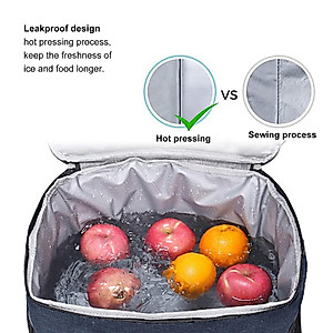 SUNFECILI Thermal Insulated Food Delivery Backpack,Backpack Cooler,18L Grey Leakproof Cooler Backpack Tote Bag,Insulated Reusable Grocery Shopping Backpack for Fruits Drinks Lunch Boxes