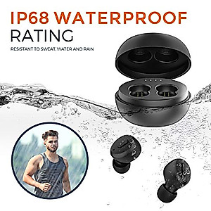 True Wireless Earbuds, BEBEN 5H Continuous 25H Cyclic Playtime IP68 Waterproof 5.0 Wireless Bluetooth Earbuds with Wireless Charging Case, Binaural Stereo Earbuds with Mic and Volume Control