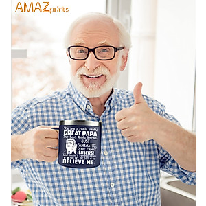 Father's Day Papa Gifts from Daughter, Son, Kids - Papa Birthday Gift - Gifts for Grandpa from Grandchildren - Dad Birthday, Fathers Day - Great papa Insulated Stainless Steel Mug 14oz Navy