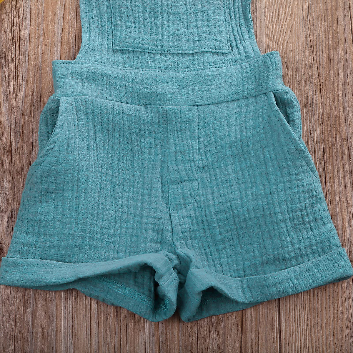 Mubineo Toddler Girl Boy Basic Plain Pocket Bib Overalls Summer Overall Shorts (Grey Blue, 3T)