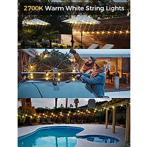 XMCOSY+ Outdoor String Lights 100Ft Dimmable Patio Lights, 50+3 G40 Globe Shatterproof Bulbs, Hanging Waterproof LED String Lights for Outside, Porch, Patio, Yard, Bistro, Café
