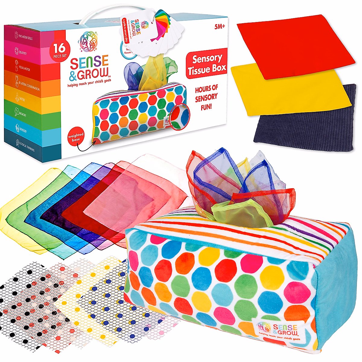 Sensory Pull Along Baby Tissue Box - Montessori Toy for 6-12 Months+