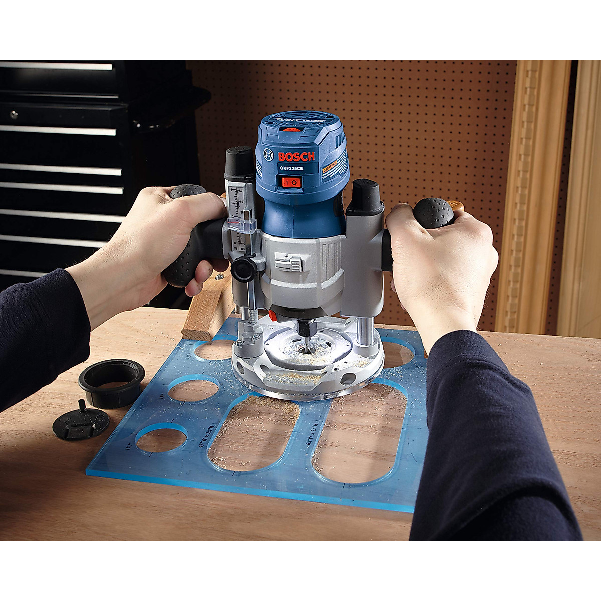 Bosch GKF125CEPK Colt 1.25 HP (Max) Variable-Speed Palm Router Combination Kit , Blue, 5.8 x 11 x 10.5 inches