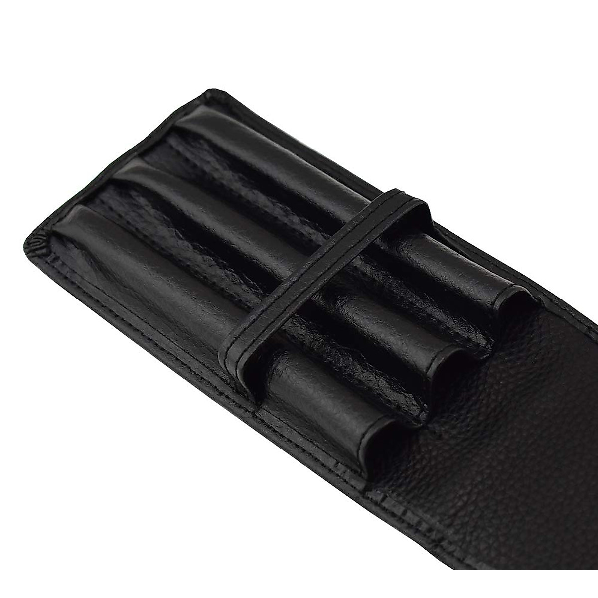 Lanxivi Leather fountain pen case for 3 Pens Pouch Separate Slot Organizer Carrying Case Black Color