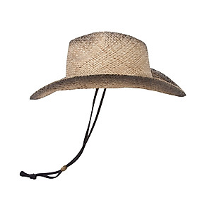 MG Tea Stained Raffia Straw Cowboy Hat - Tan with tint of black