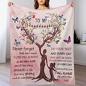 Birthday Gifts for Granddaughter,Granddaughter Birthday Gifts from Grandma,Granddaughter Blanket Gifts for Christmas Birthday Wedding Anniversary Graduation Valentine for My Granddaughter 50"x60"
