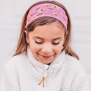 FROG SAC 3 Wide Headbands for Girls, Elastic Hair Bands for Kids, Soft Fabric Stretch Hair Accessories for Children, Cute Sports Yoga Girl Headband (Unicorn/Butterfly/Princess)