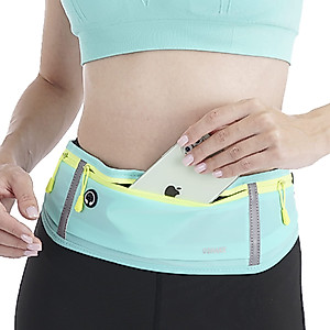 USHAKE Slim Running Belt, Workout Fanny Pack for Men Women,Exercise Waist Pack for Apple iPhone Holder, Runner Belt for Running Walking Cycling Camping Gym Mint blue