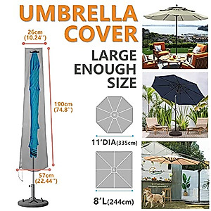Umbrella Covers,Patio Waterproof Market Parasol Covers with Zipper for 7ft to 11ft Outdoor Umbrellas Large