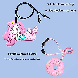 Chew Necklaces for Sensory Kids 5 PCS Silicone Chewable Necklaces for Kids or Adults That Like Biting or Have Autism-Perfectly Textured Silicone Baby Teether Chewy Toys-Chewy Necklace Sensory