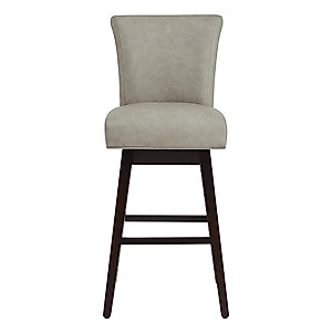 CHITA 30 Inch Counter Height Swivel Bar Stools Set of 2, FSC Certified Modern Upholstered Faux Leather Swivel Barstool Chairs with Back, Stone Grey