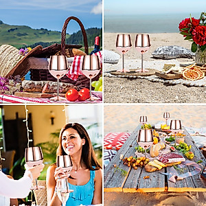 FOOLS ALIBAI Stainless Steel Unbreakable Stemmed Wine Glasses, Steel Wine Goblets Set of 2, 17 oz Wine Goblets Red White Wine Shatterproof BPA Free Great for Outdoor Events, Picnic (ROSE GOLD-1)