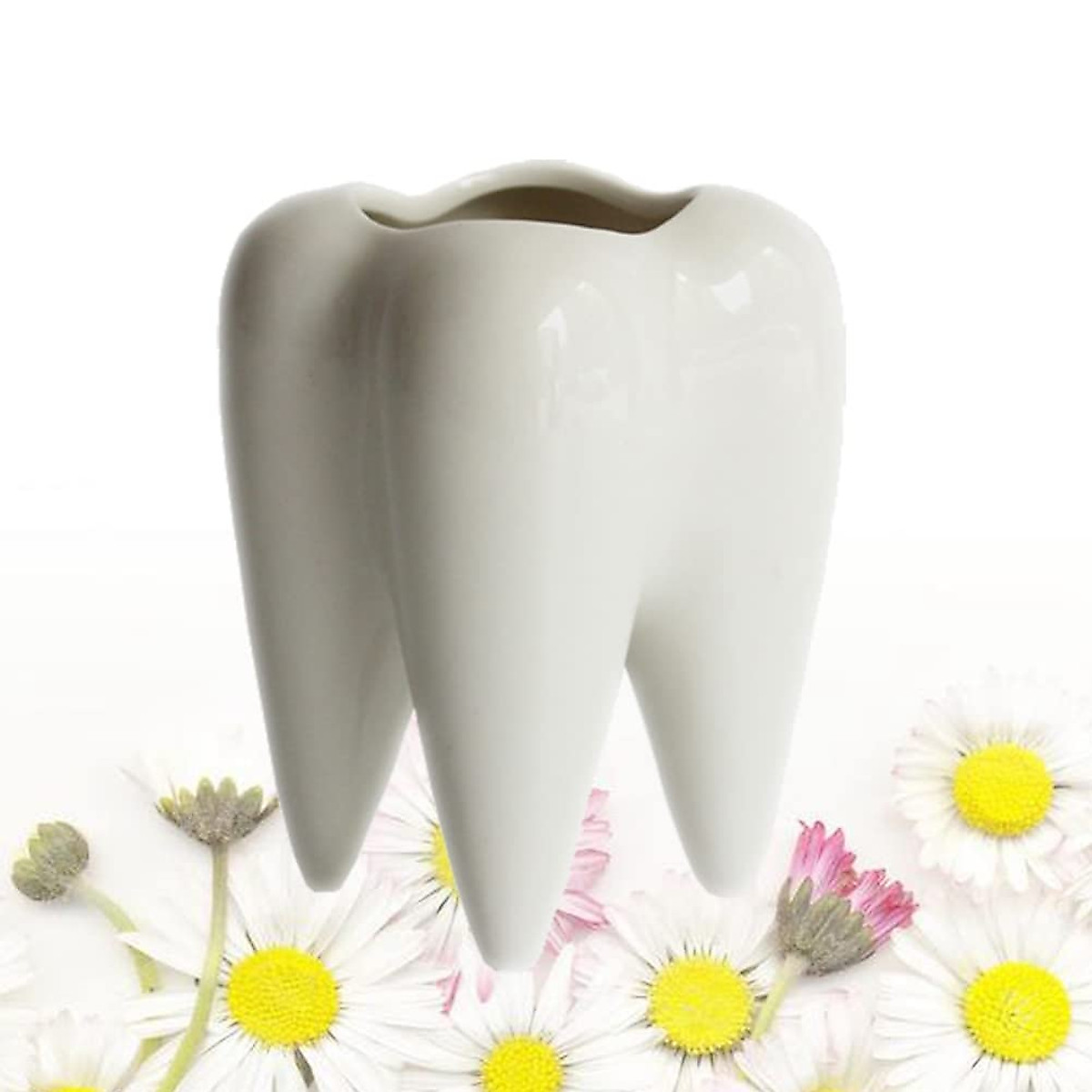 Ceramic Flower Vase Plant Pot Succulent Pots Virgin Mary Statue Ceramic Toothbrush Holder Black Handlebars Dental for Dental Assistants Mini Pots Cute White Desktop