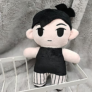 Omori Plush Toys, 9inch Omori Sunny Basil Kel Hero Aubrey Mari Characters Plushies, Game Figure Stuffed Pillow Cartoon Merch Prop for Gaming Fans (Black Omori B)