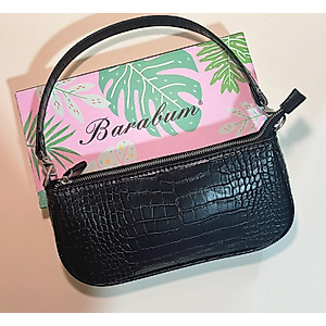 Barabum Retro Classic Clutch Shoulder Tote HandBag with Zipper Closure for Women (2-Black)